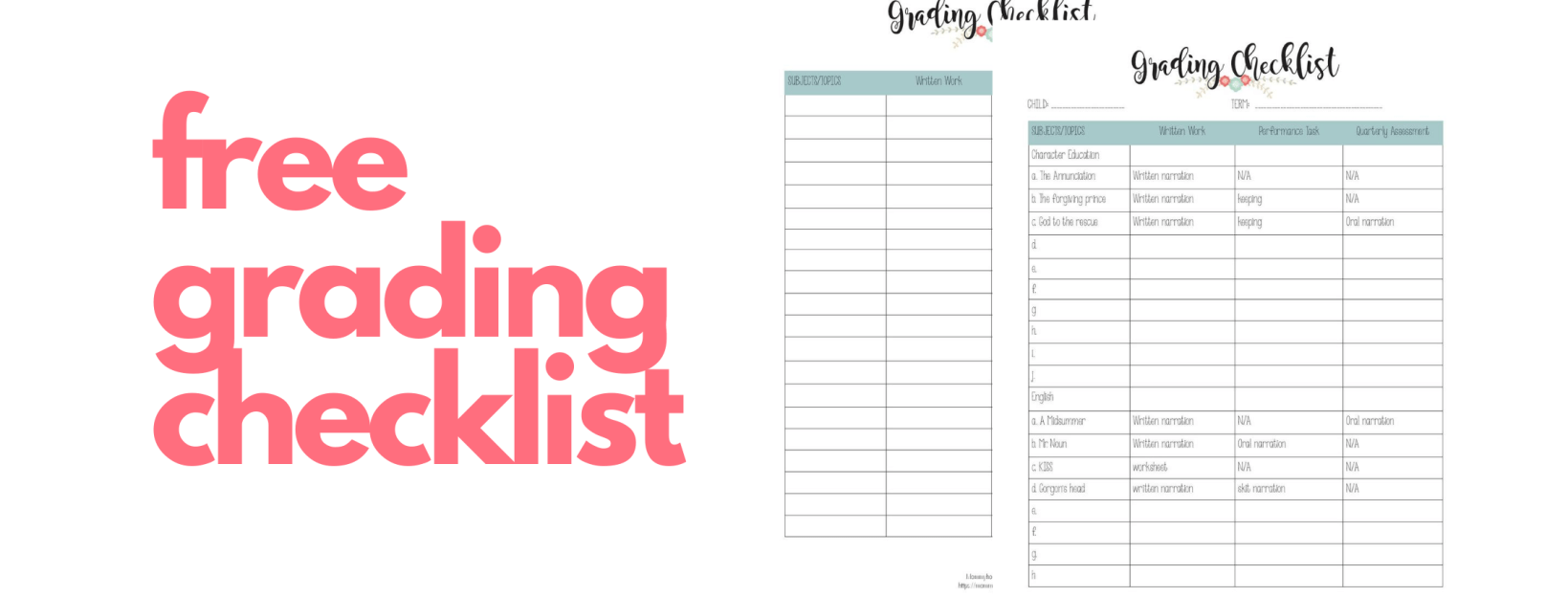 Free Grading/Portfolio Checklist – Mommyhood Journey