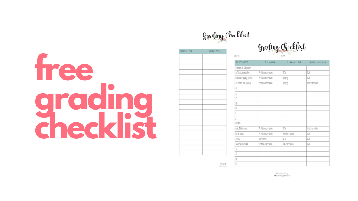 Free Grading/Portfolio Checklist – Mommyhood Journey