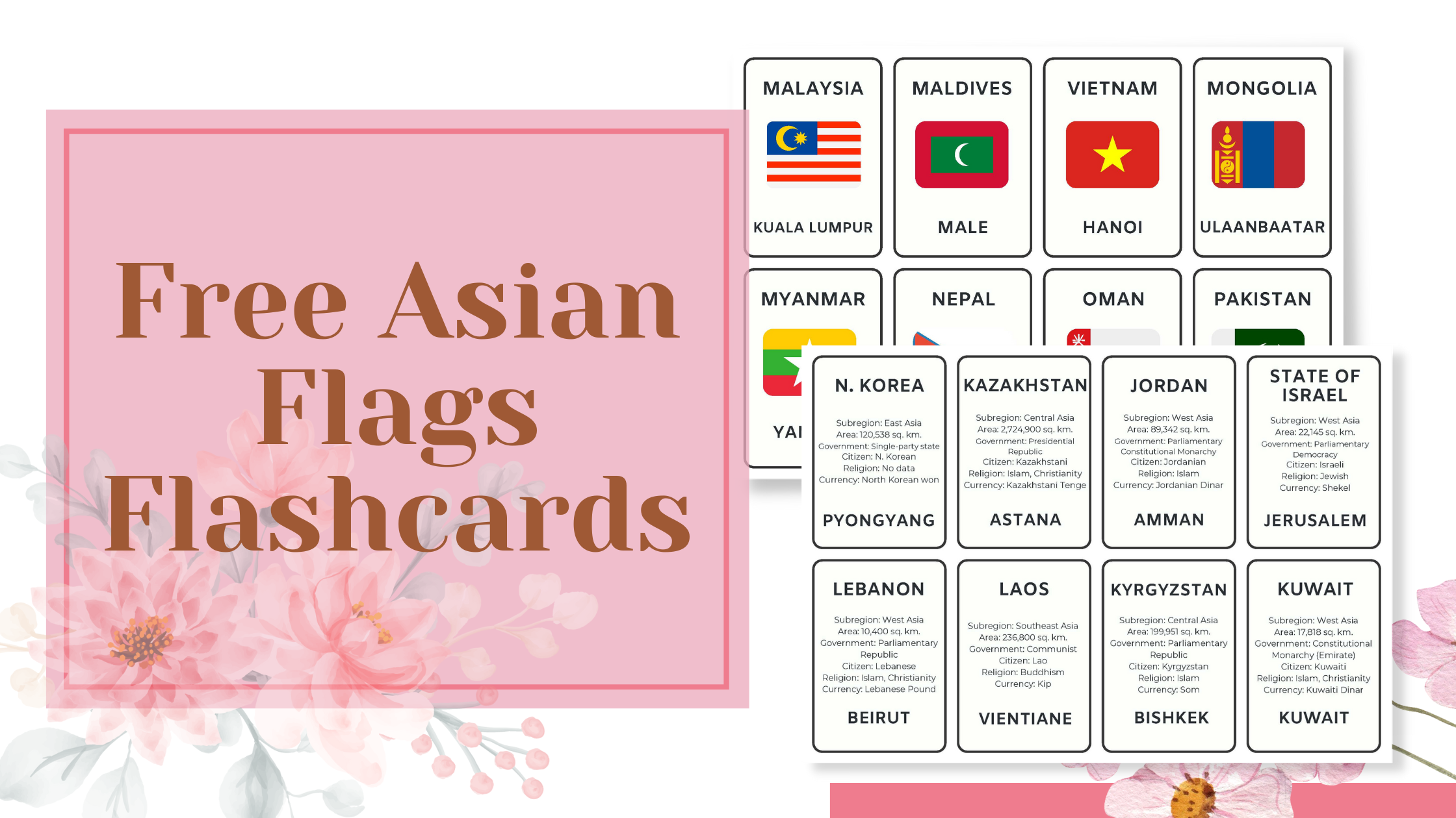 FREE: Asian Flags Flash Cards – Mommyhood Journey