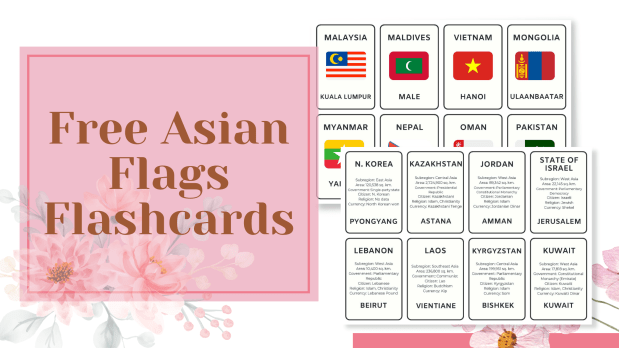 FREE: Asian Flags Flash Cards – Mommyhood Journey